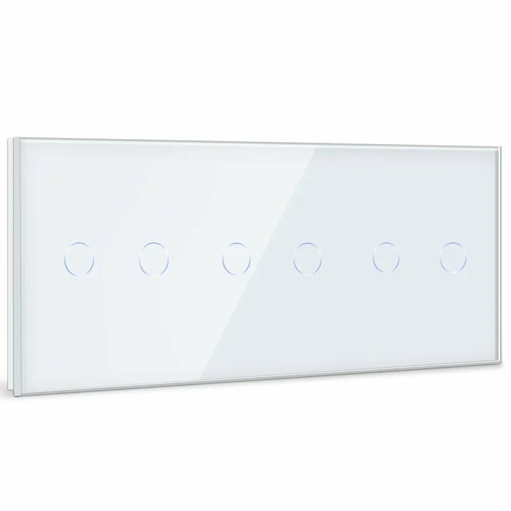 Сенсорный выключатель 6 клавиши, 3 поста (2+2+2) , панель стекло Белая,228mm