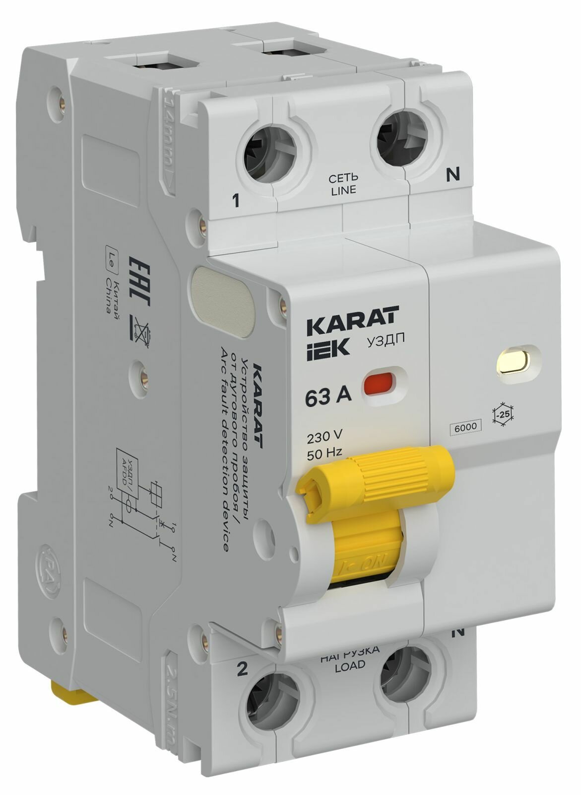 Устройство защиты от дугового пробоя IEK с дополнительным полюсом, компактного размера, для распределительных щитов