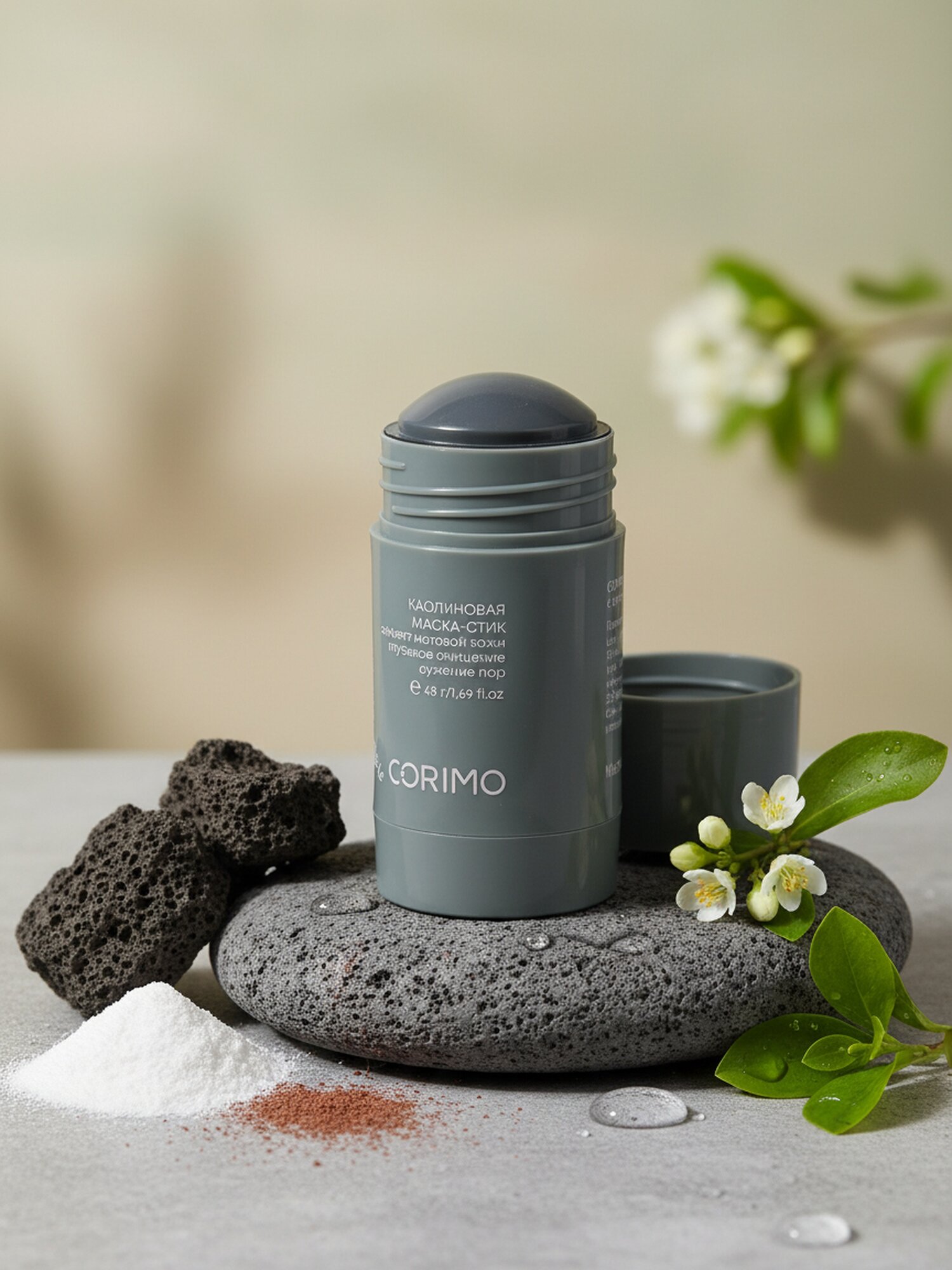Очищающая маска-стик Corimo с вулканическим пеплом и витамином С, каолиновая глина для сужения пор, 48 г