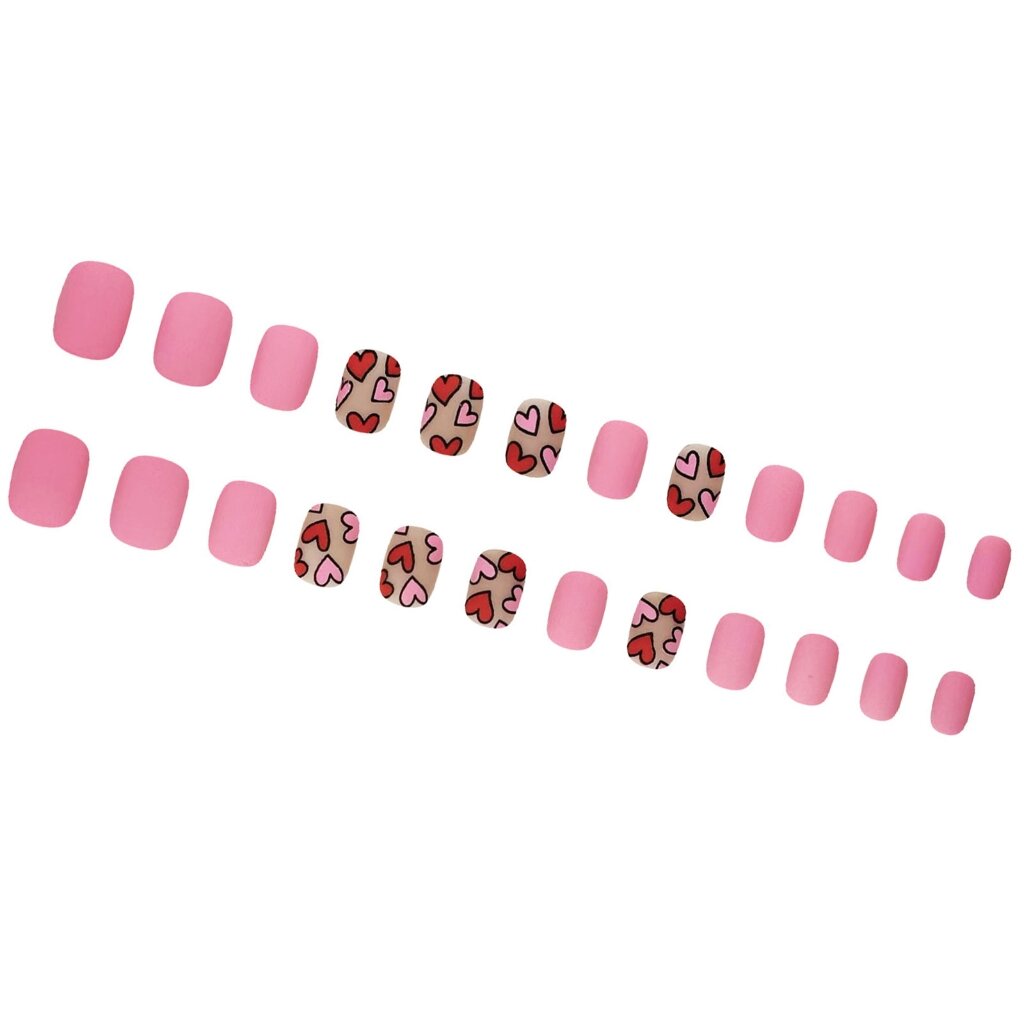 Валентина Пресс на Ногте Миндаль Поддельный Ноготь Глянцевый Дизайн Накладной Ноготь Полное Покрытие Искусственный Акриловый Ноготь 24шт 12 Размеров