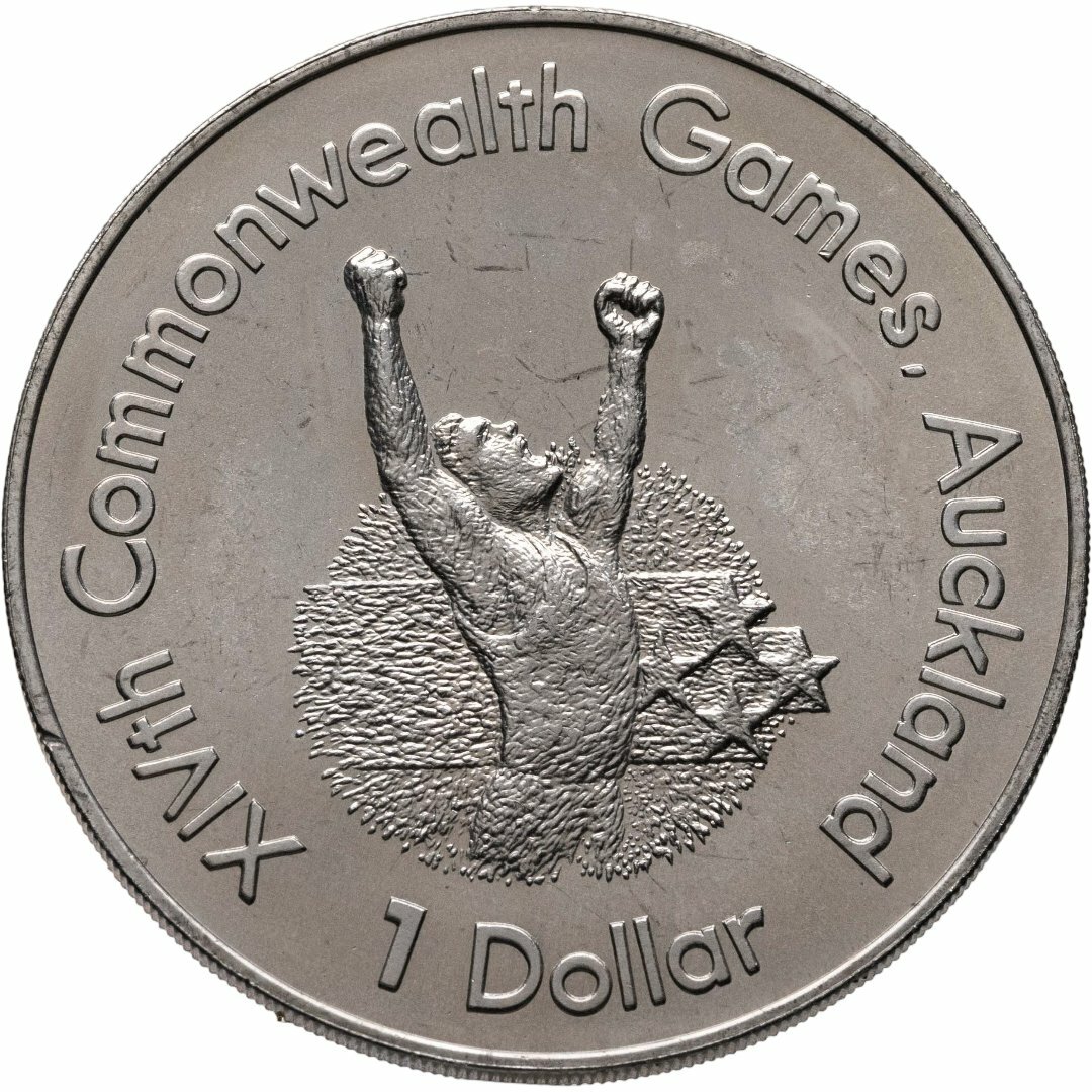 Новая Зеландия 1 доллар dollar 1989 "XIV Игры Содружества 1990 - Бегун", Мельхиор медь-никель, в сохранности AU-UNC
