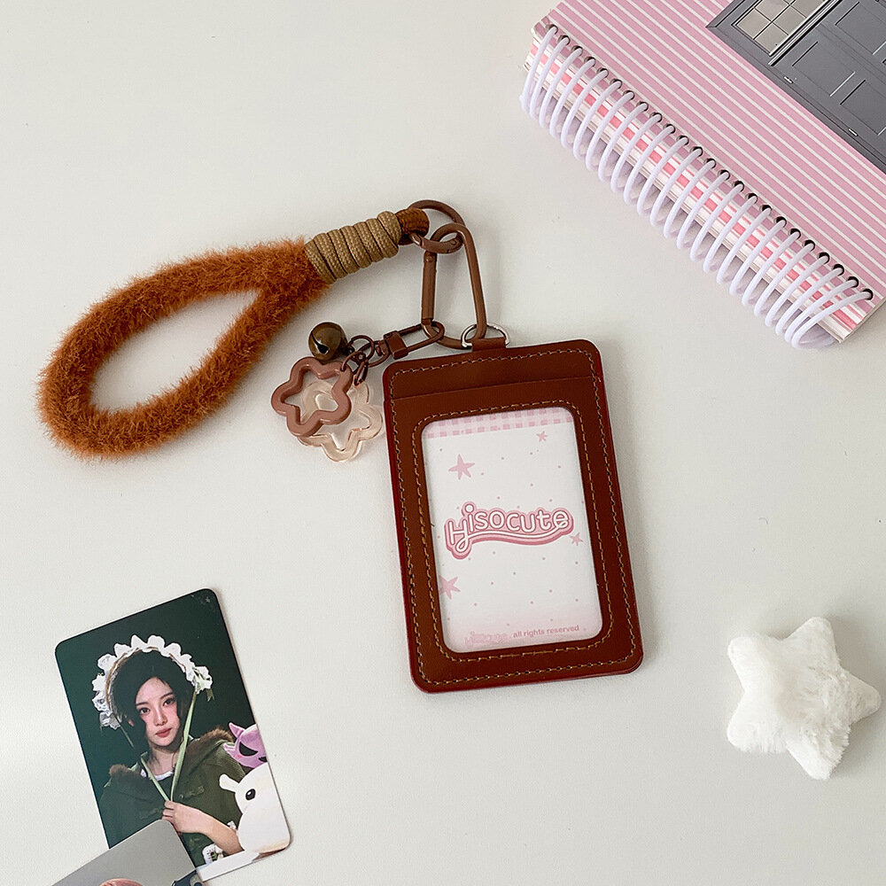 Минималистичный двухслойный цветной держатель для карт из PU, студенческий шнурок, защитник для ID-карты, держатель для карт, маленький подвесной аксессуар для рюкзака