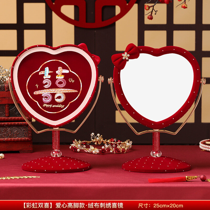 Зеркало для макияжа с кисточками, пара, красное, для невесты, свадебные принадлежности, коллекция для предсвадебного торжества