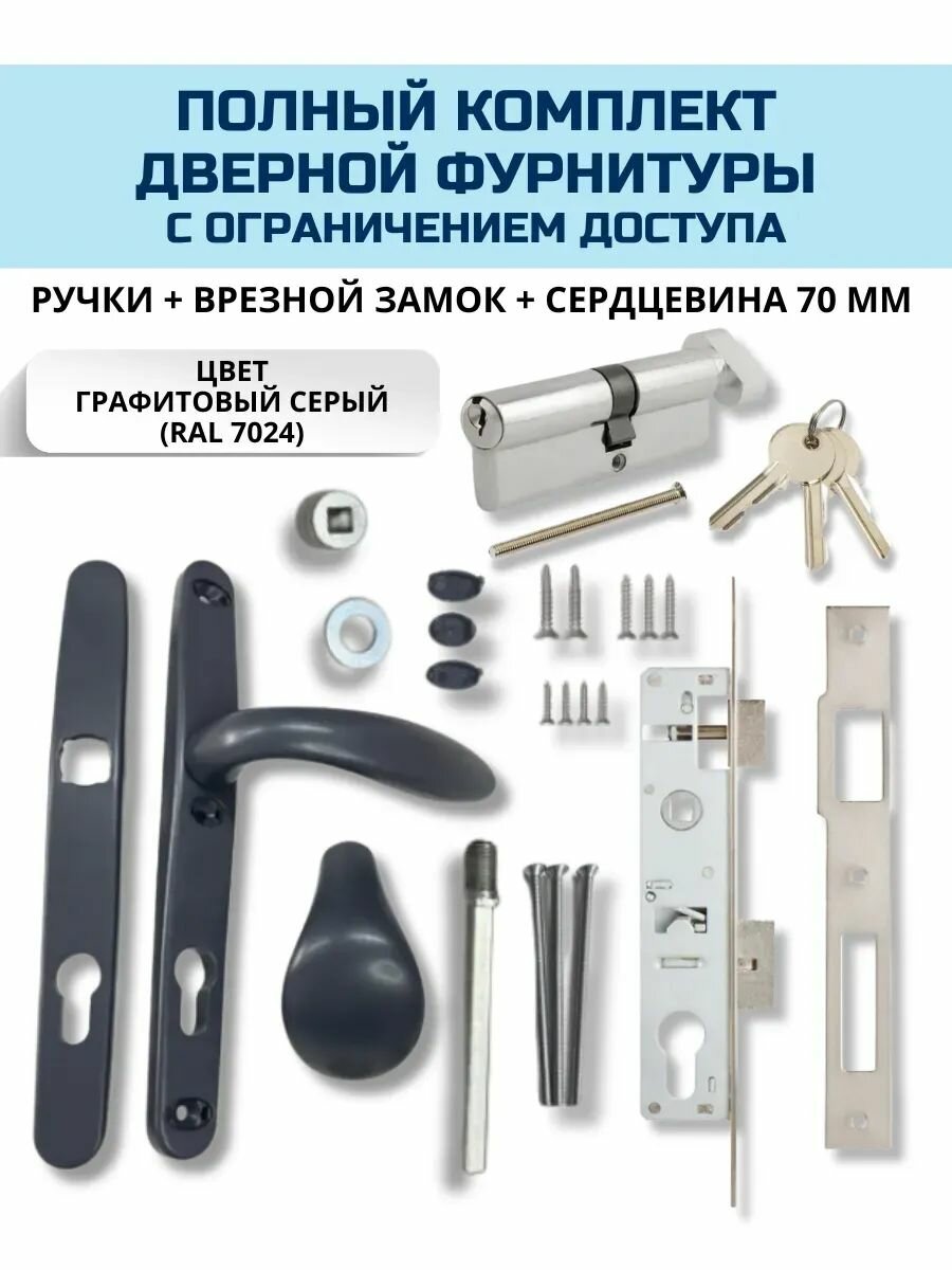 Комплект дверной фурнитуры с ограничением доступа RAL7024