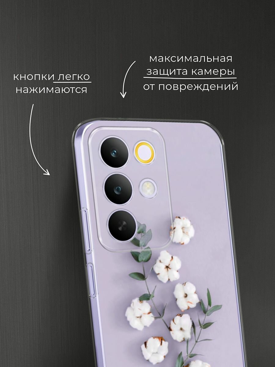 Силиконовый чехол на Realme C85 / Реалми C85 с принтом Веточка хлопка — фото 1