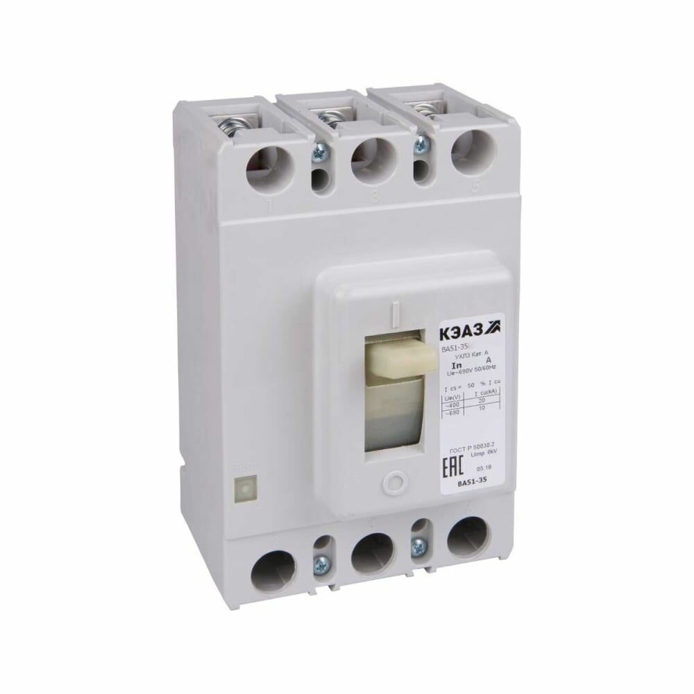 Выключатель автоматический 3п 125А 20кА ВА51-35М2-340010 УХЛ3 690В AC КЭАЗ 108355