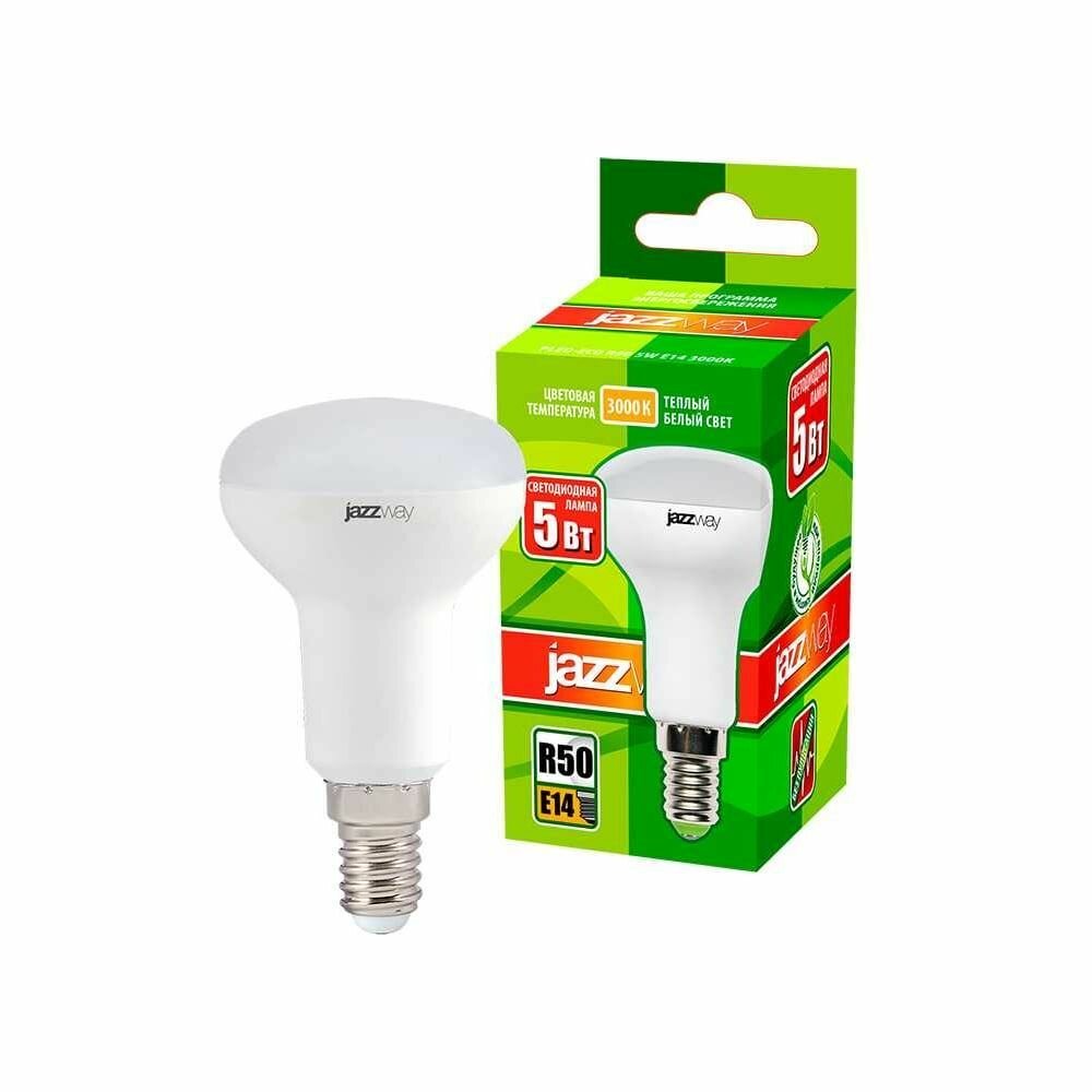 Лампа светодиодная PLED-ECO 5Вт R50 рефлектор матовая 3000К тепл. бел. E14 400лм 230В 50Гц JazzWay 1037015A