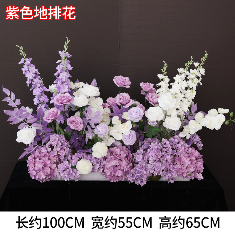 Фиолетовая напольная цветочная композиция для свадьбы, свадебные декоративные цветы, искусственный букет цветов, искусственные цветы для сцены, подиума и прохода, подвесные цветы, цветы в горшках.