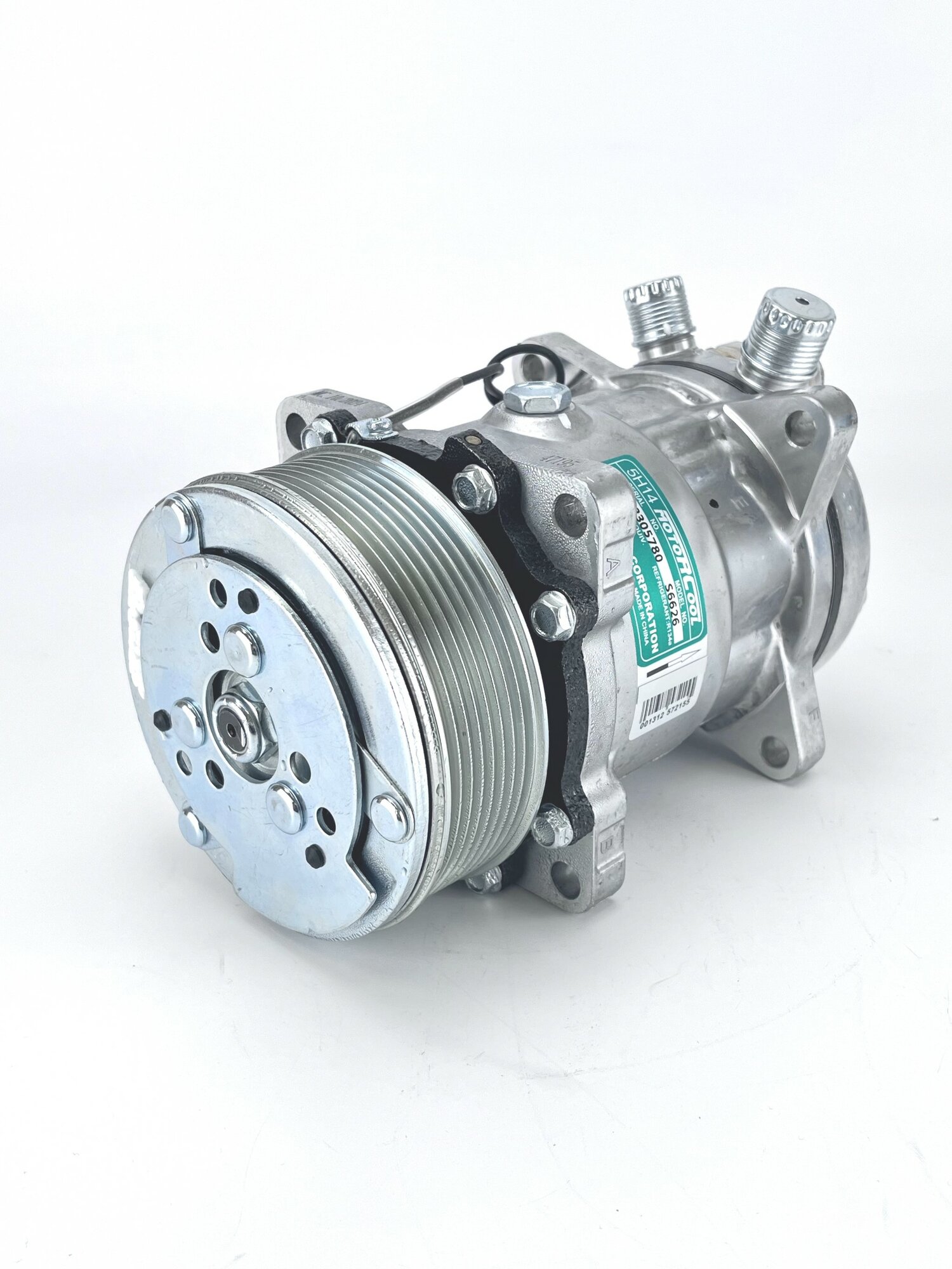 Компрессор кондиционера Sanden 5H14 (12V, PV8) выходы вертикальные (O-ring) 3/4" - 7/8" универсальный