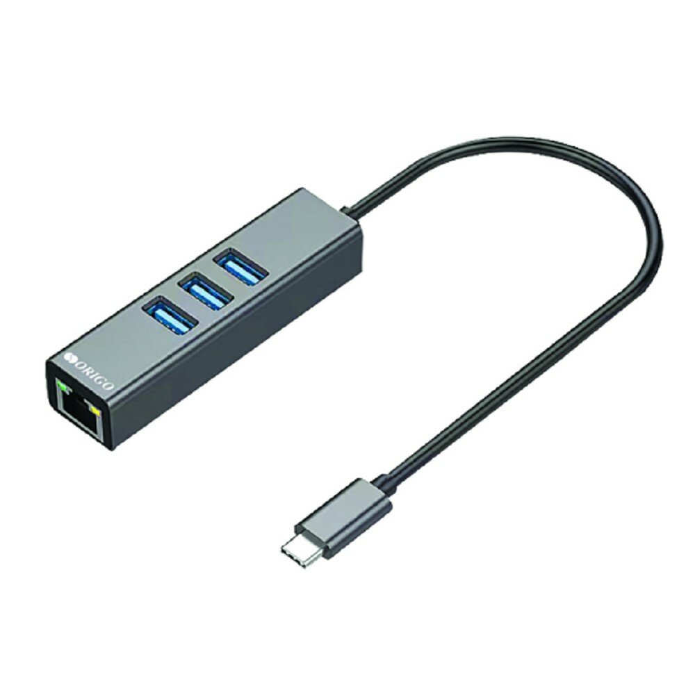 ORIGO Сетевое оборудование OU330N A1A Сетевой адаптер USB-C Gigabit Ethernet с 3 портами USB 3.0