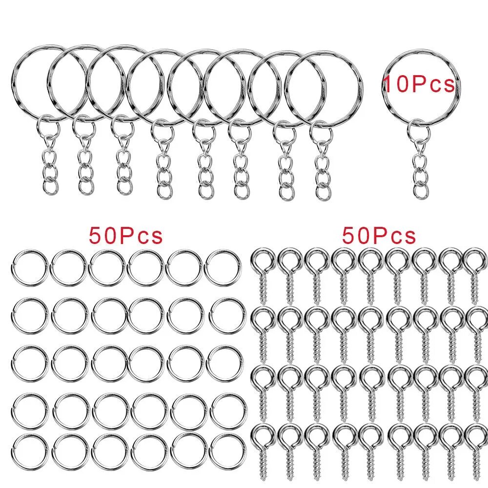 Фурнитура для брелков, кольца с цепочкой и соединительным кольцом, основа для брелока, 10 штук