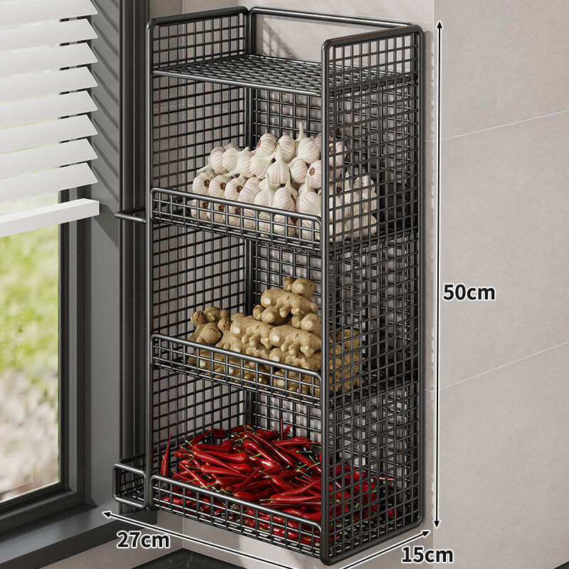Артефакт для хранения лука, кухонная полка для лука, имбиря и чеснока, настенная корзина для хранения овощей, многофункциональная полка для фруктов и овощей