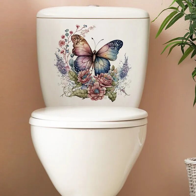 Самоклеящаяся водонепроницаемая наклейка для туалета в стиле ретро с белым цветком