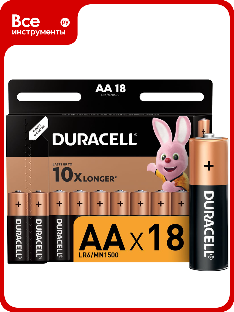 Батарейки щелочные Duracell, АА/LR6 18шт Б0014448