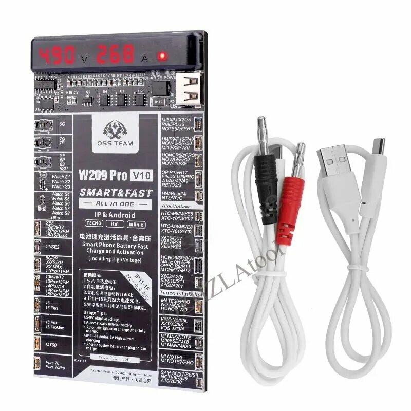 W209 Pro V10 Активатор аккумулятора телефона / Плата зарядки для АКБ смартфона / Зарядка батареи IOS и Android