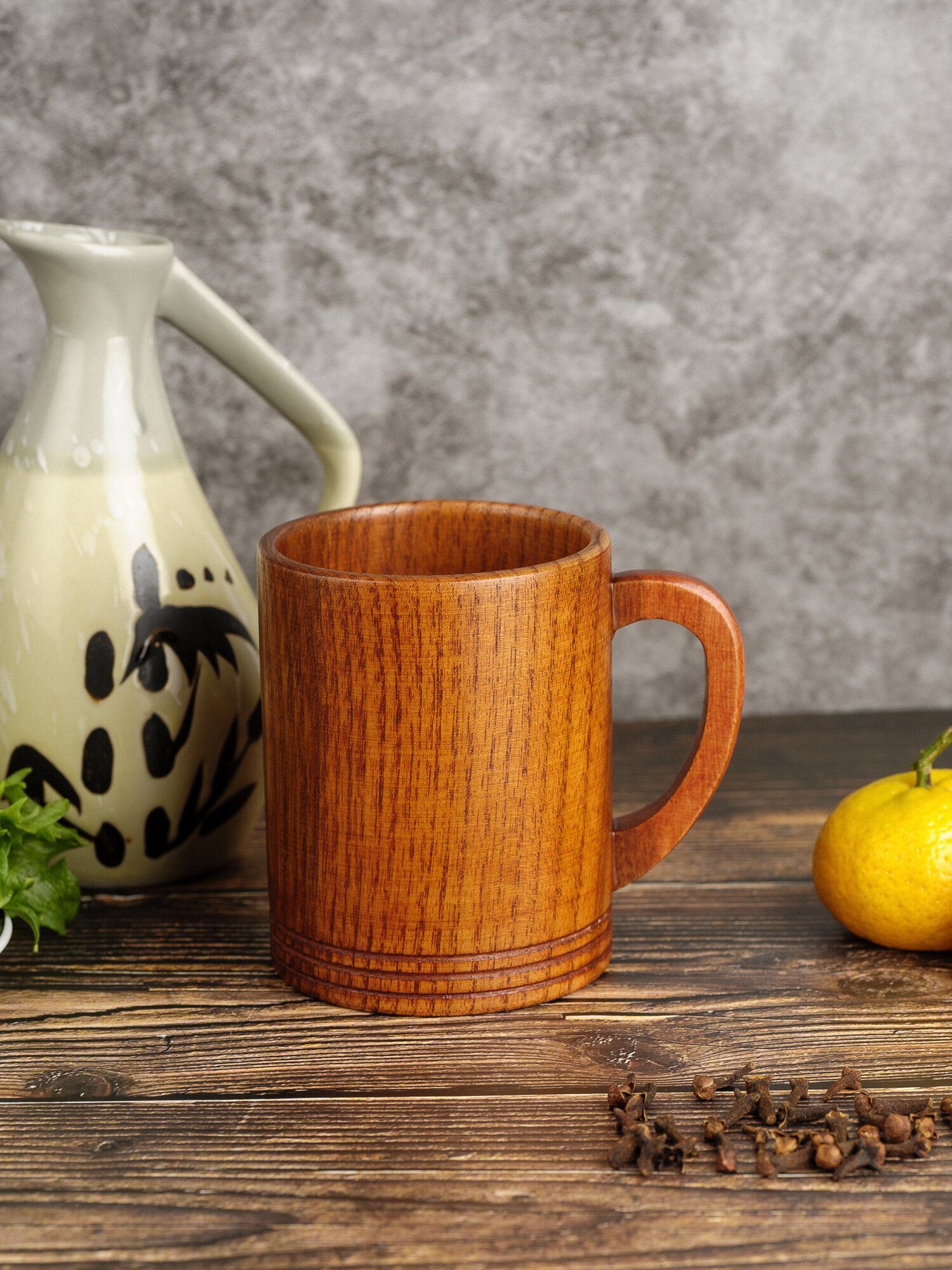 Кружка с ручкой классическая Mirus Group, из натурального дерева, 250 мл, для офиса, дома, подарочная