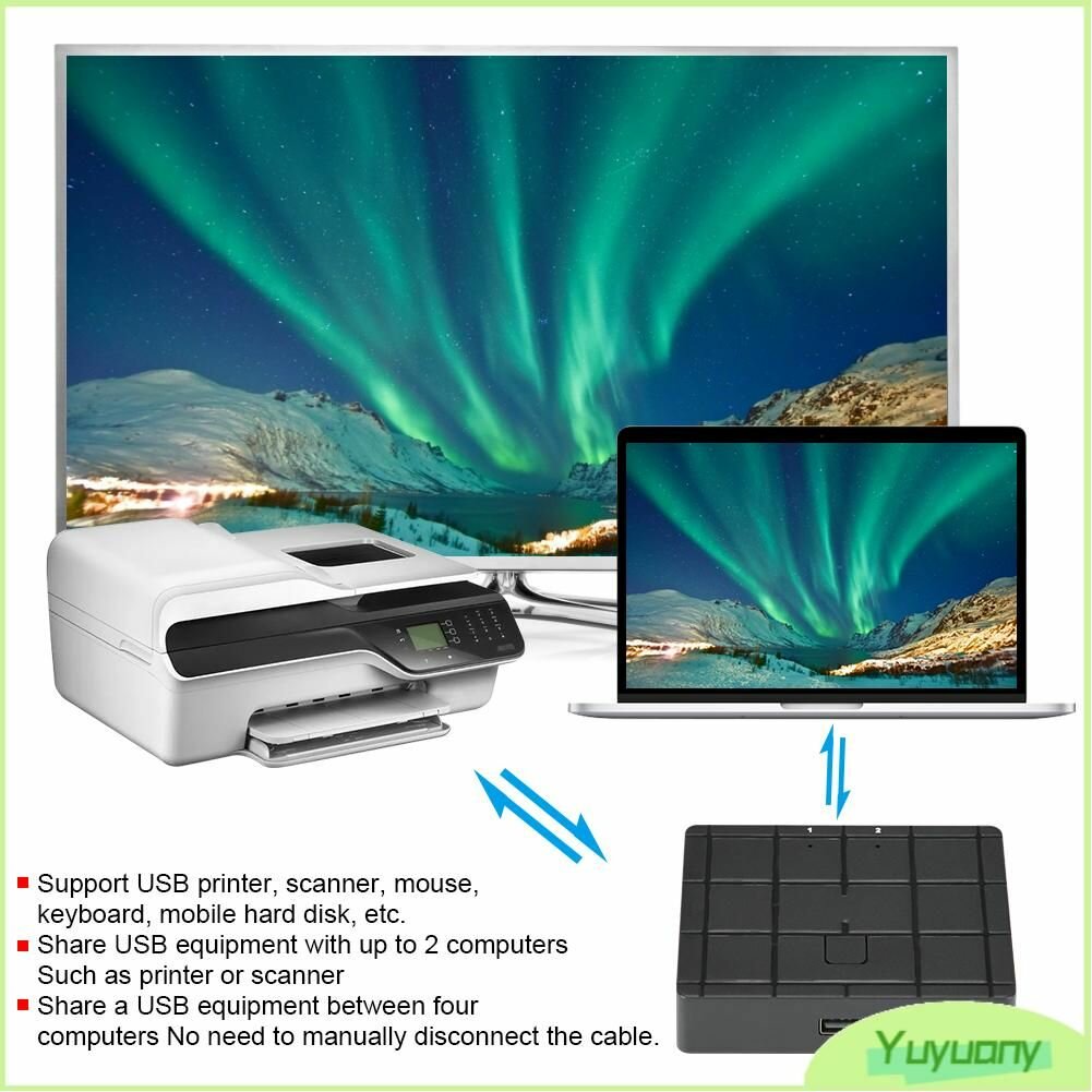 Разветвитель USB, 2 в 1 для принтеров и компьютеров, компактный