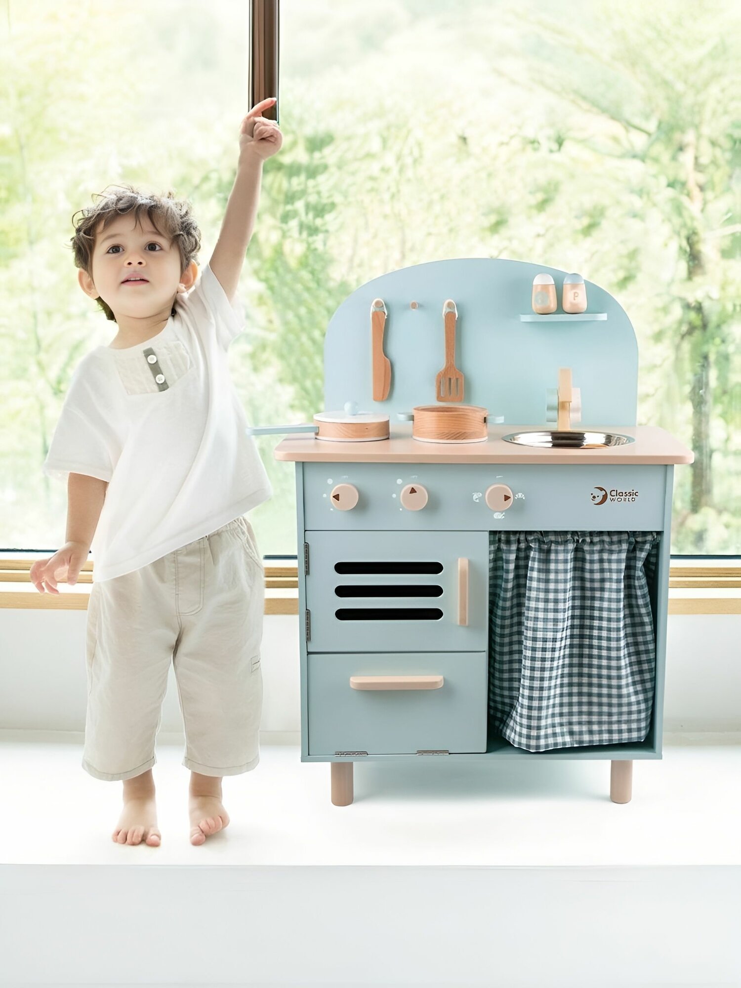 CLASSIC WORLD Детская кухня в ретро-стиле с аксессуарами; голубая