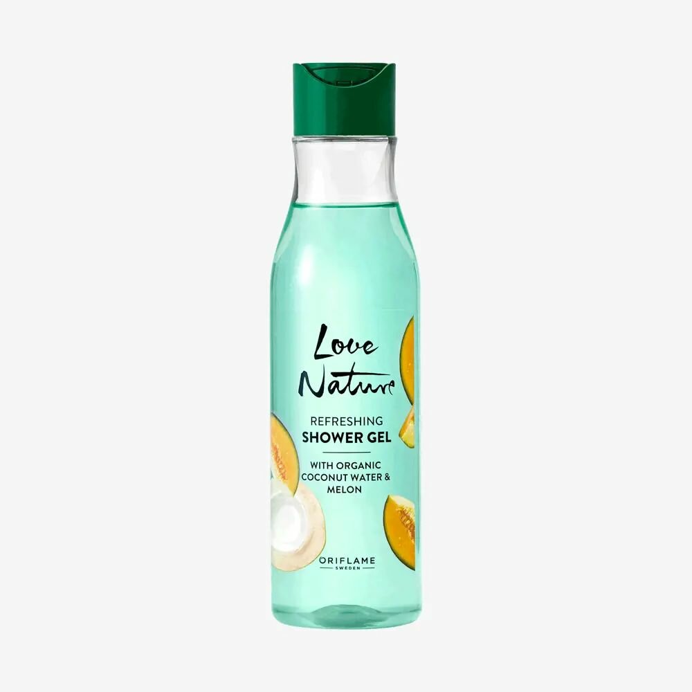 Бодрящий гель для душа с органической кокосовой водой и дыней Love Nature 41264 oriflame