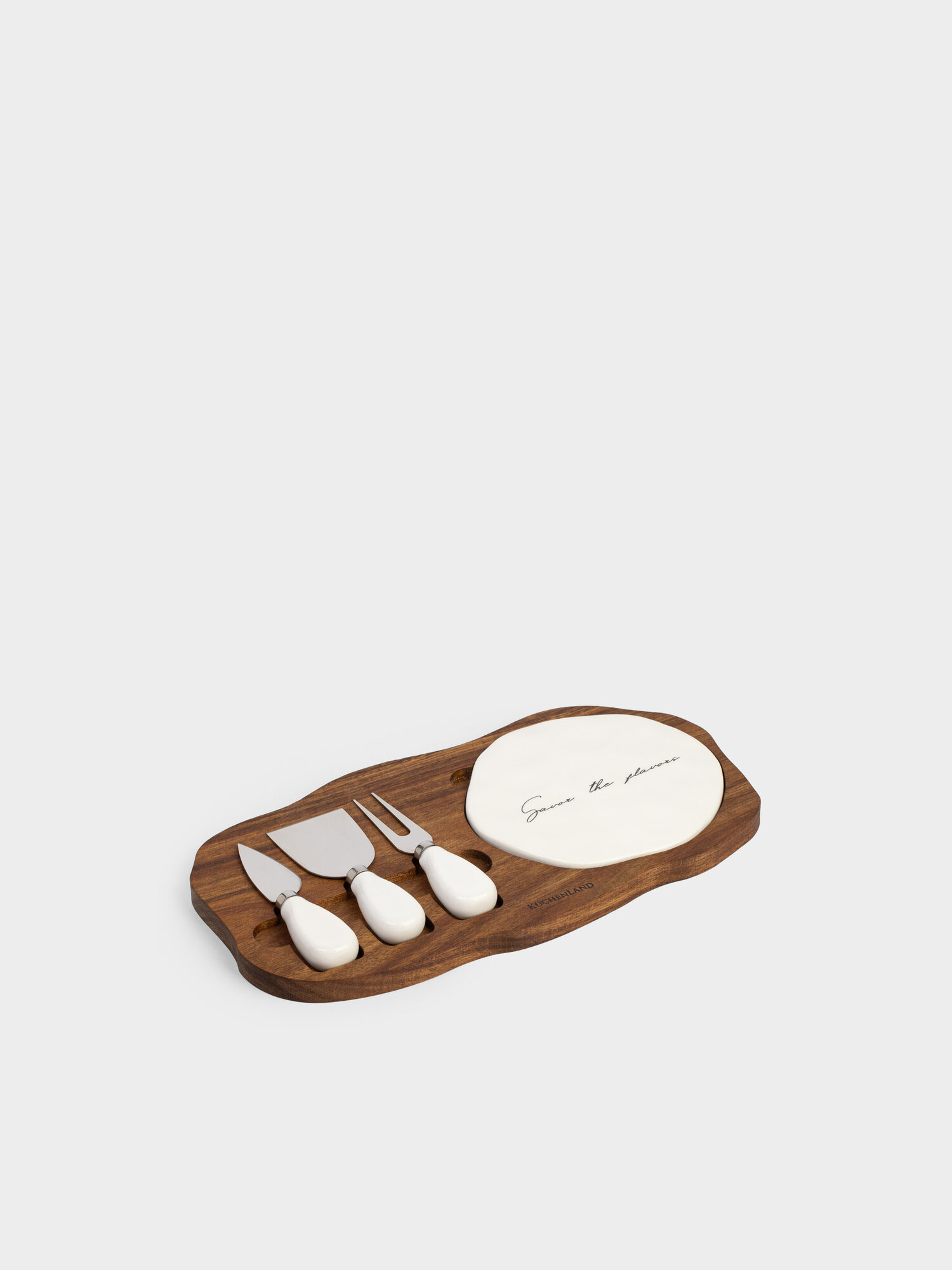 Набор для сыра, 5 пр, доска-блюдо, дерево/сталь, молочный, Savor the flavors, Noble tree, Kuchenland