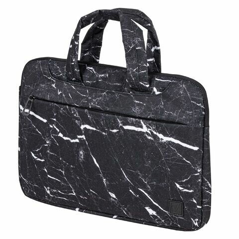 2 шт. Сумка портфель BRAUBERG STYLE с отделением для ноутбука 13-14", 3 кармана, "Marble", черная, 26х36х3 см, 270835