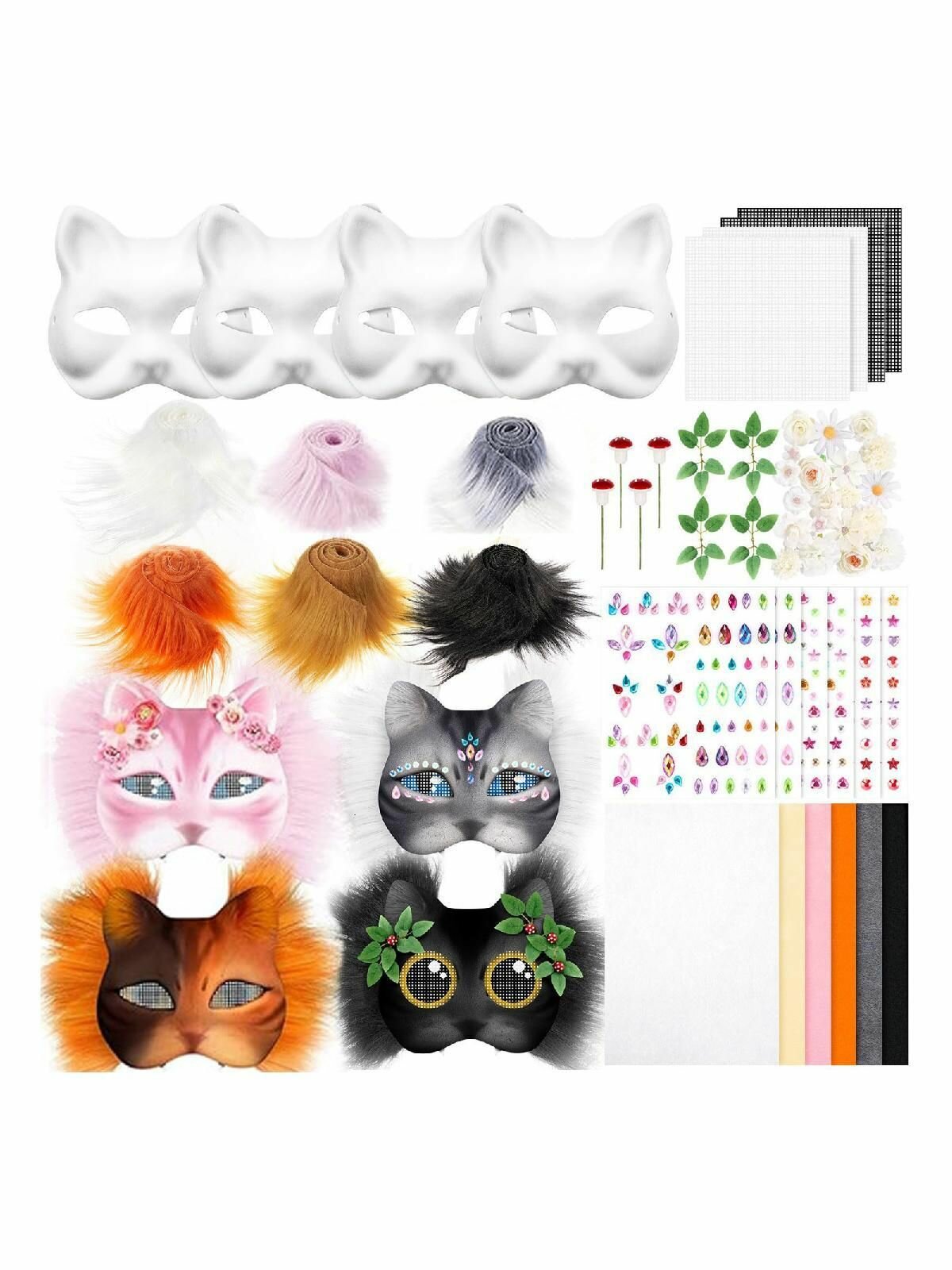 Маска кошачьего лица (4 шт.), Комплект 1 сумка