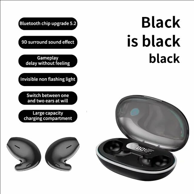 Беспроводные наушники для сна (TWS) с Bluetooth 5.3, скрытые наушники, водонепроницаемость IPX5 и шумоподавление для занятий спортом.