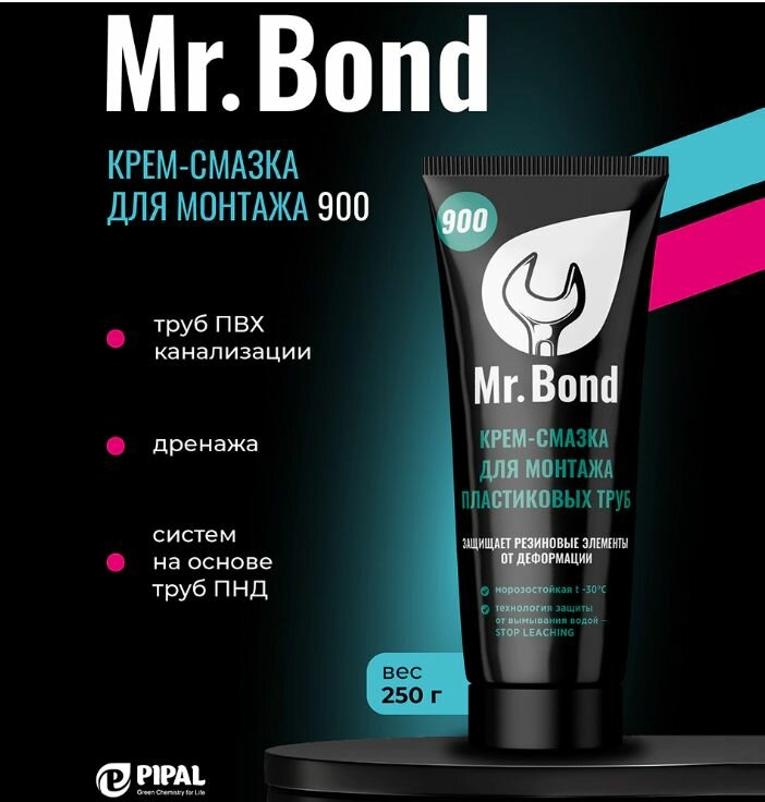Смазка Mr.Bond 900 для монтажа пластиковых труб ПВХ 250 г