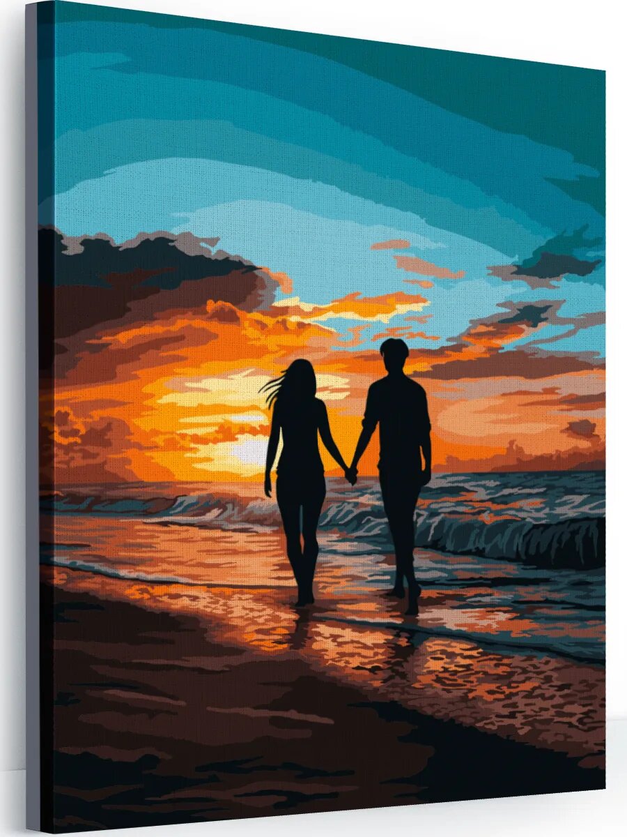 Пара на пляже Картина по номерам на холсте 40х50 см