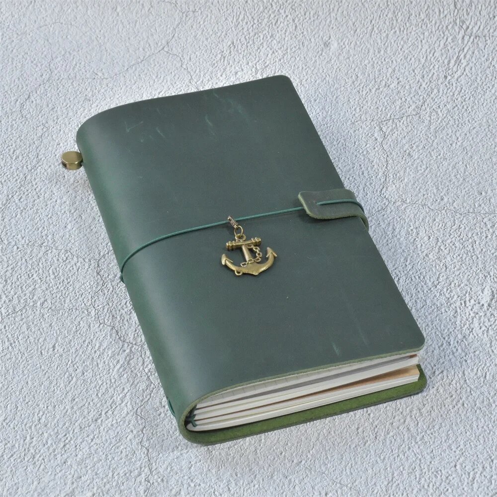 Кожаный блокнот RAYSLIN, зеленый, Passport style