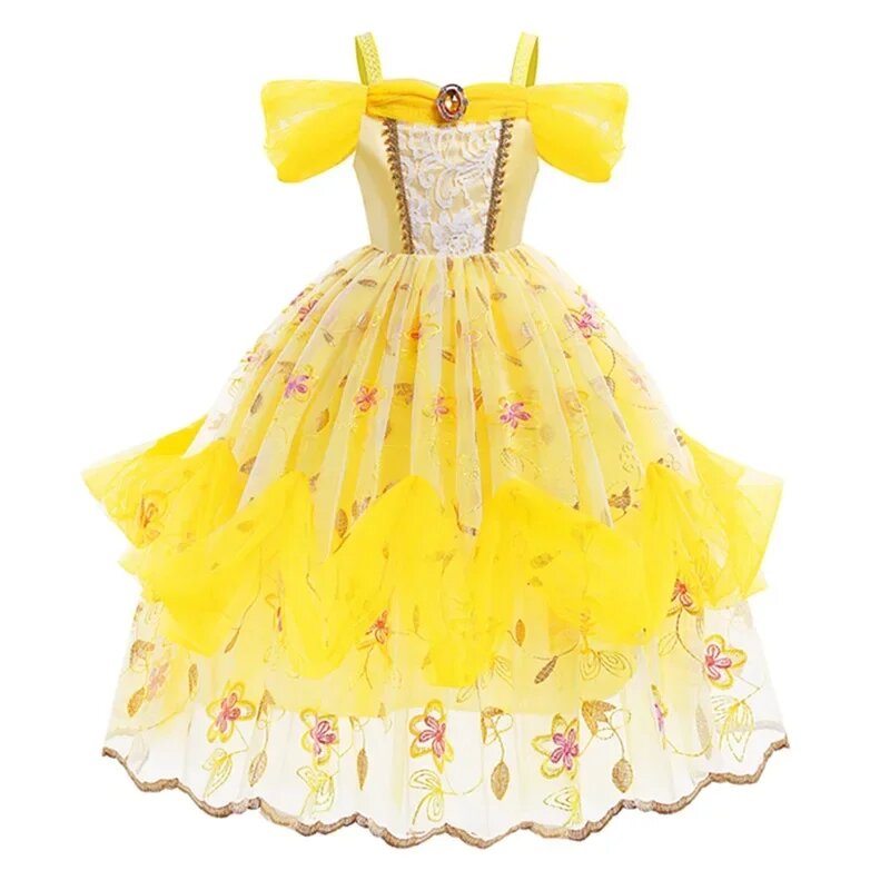 Детский костюм Белль из полиэстера DreamParty 4T Tag-120, Желтый, Dress11