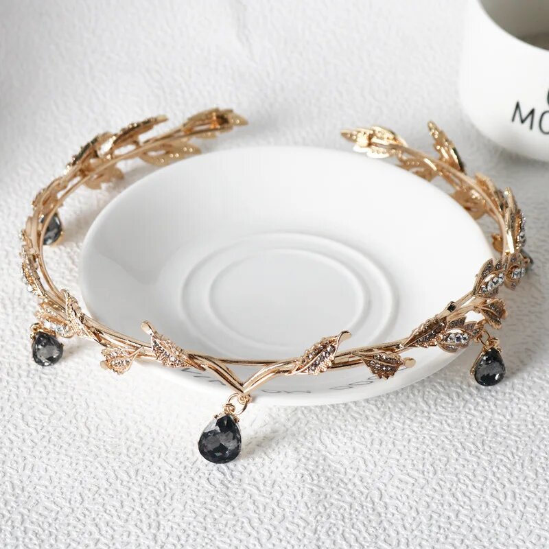 Бронзовая диадема с кристаллами George Black Gold Black