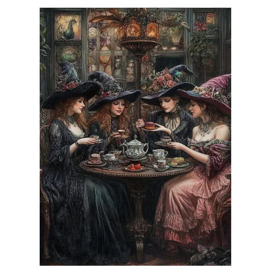 Алмазная живопись Ведьма Девушка FANQING 30x40cm round, PDL5000