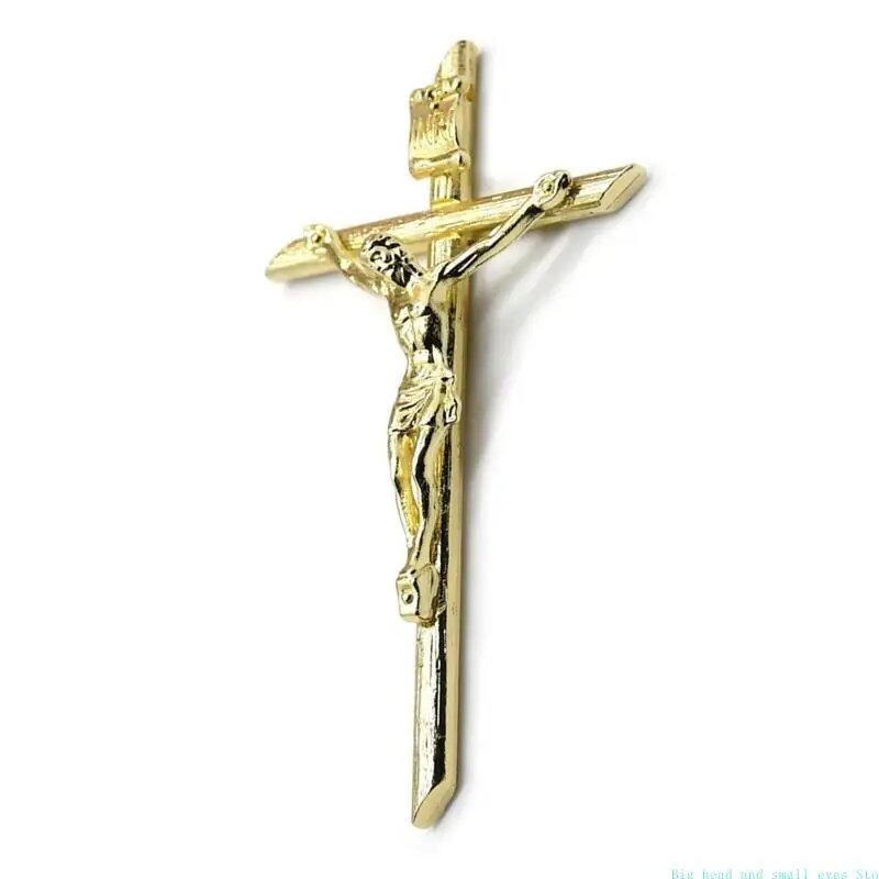 Распятие настенный крест католический металлический тонкий подвесной золотой крест для стены 4,7-дюймовый ручной крест из сплава для молитвы