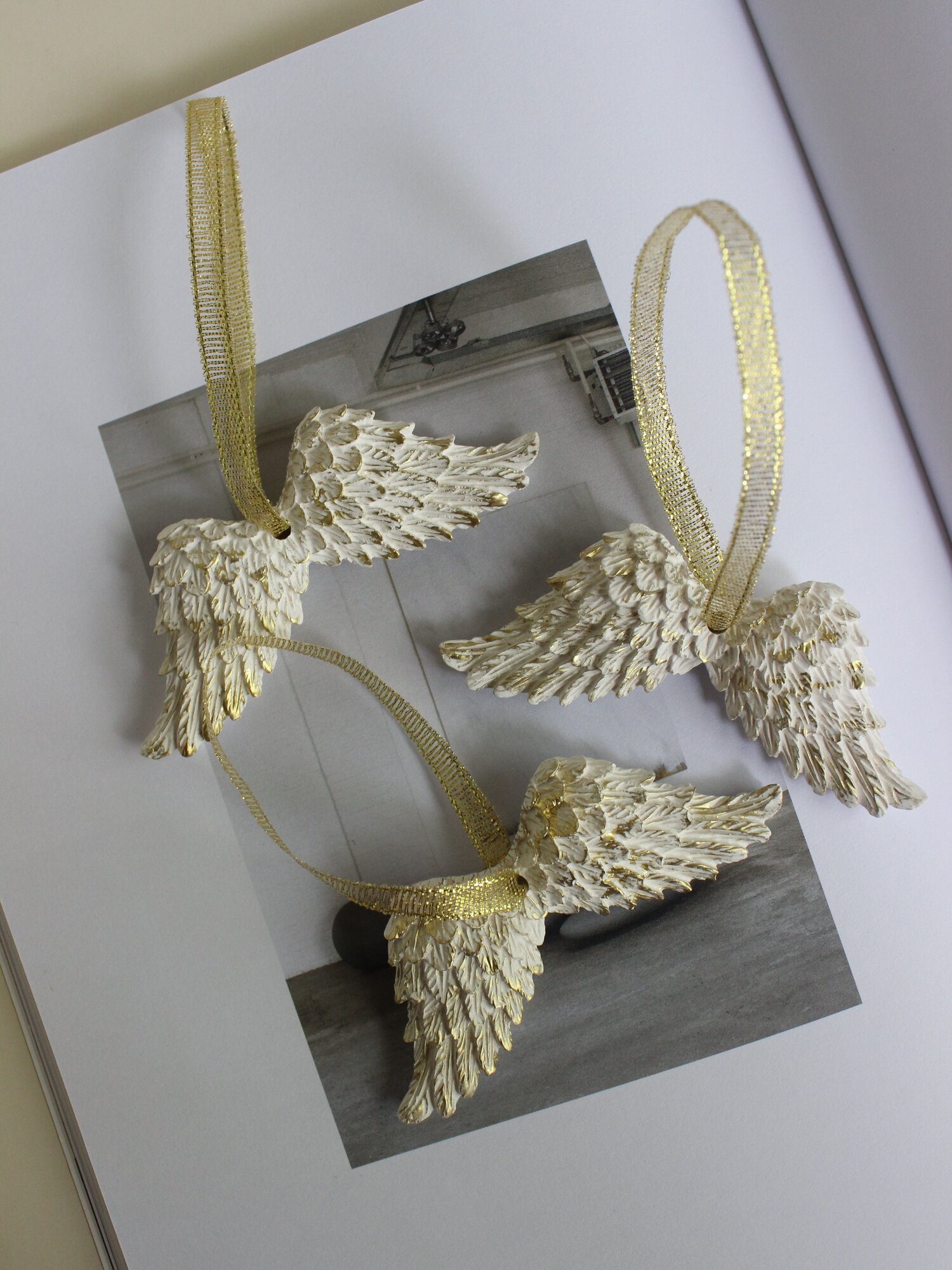 Новогодние ёлочные игрушки "Крылья ангела" 3 шт, декор для дома