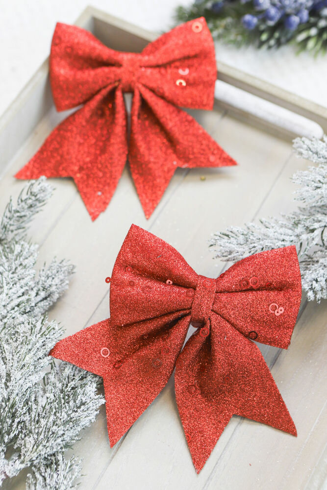 Набор бантов для декорирования мерцающих красных, 12х13 см (упаковка 2 шт.), Koopman International CAA626730