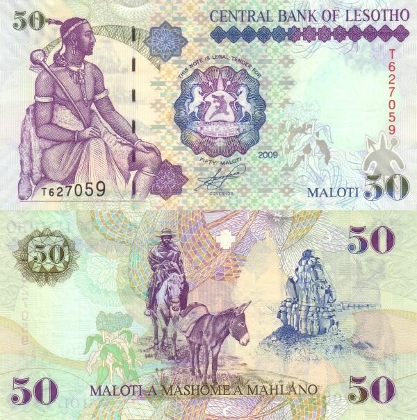 Лесото 50 малоти, 1994-2009 Гора Килоан UNC