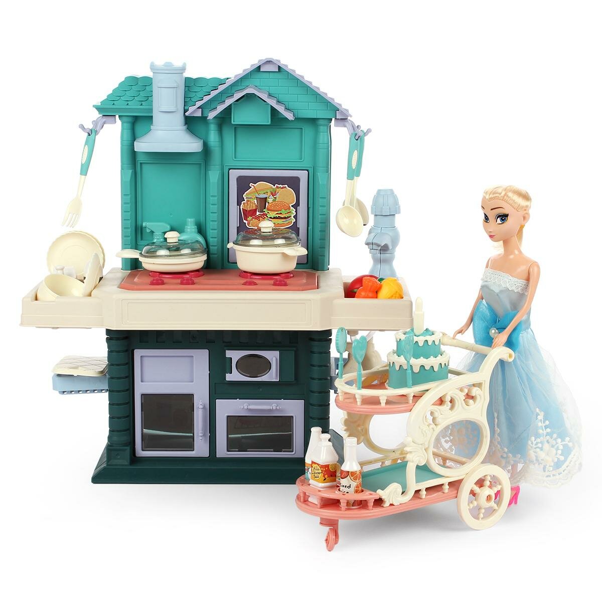 Игровой модуль кухня с функцией звука, 35х15х38 см, пластик, зелёный