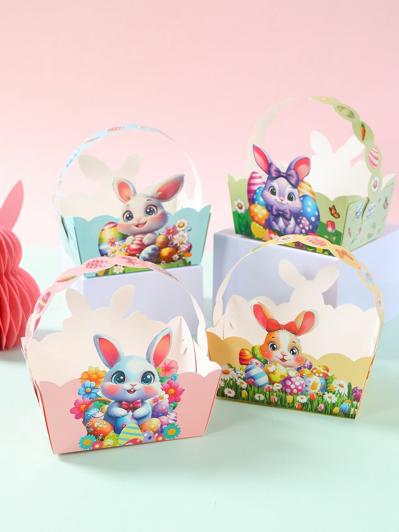 Переносная корзинка для конфет "Пасхальный кролик"-4шт