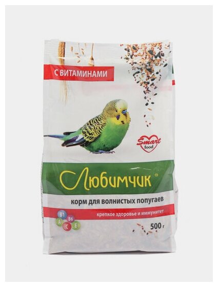 Корм для волнистых попугаев, Любимчик с витаминами - крепкое здоровье и иммунитет, 500 гр
