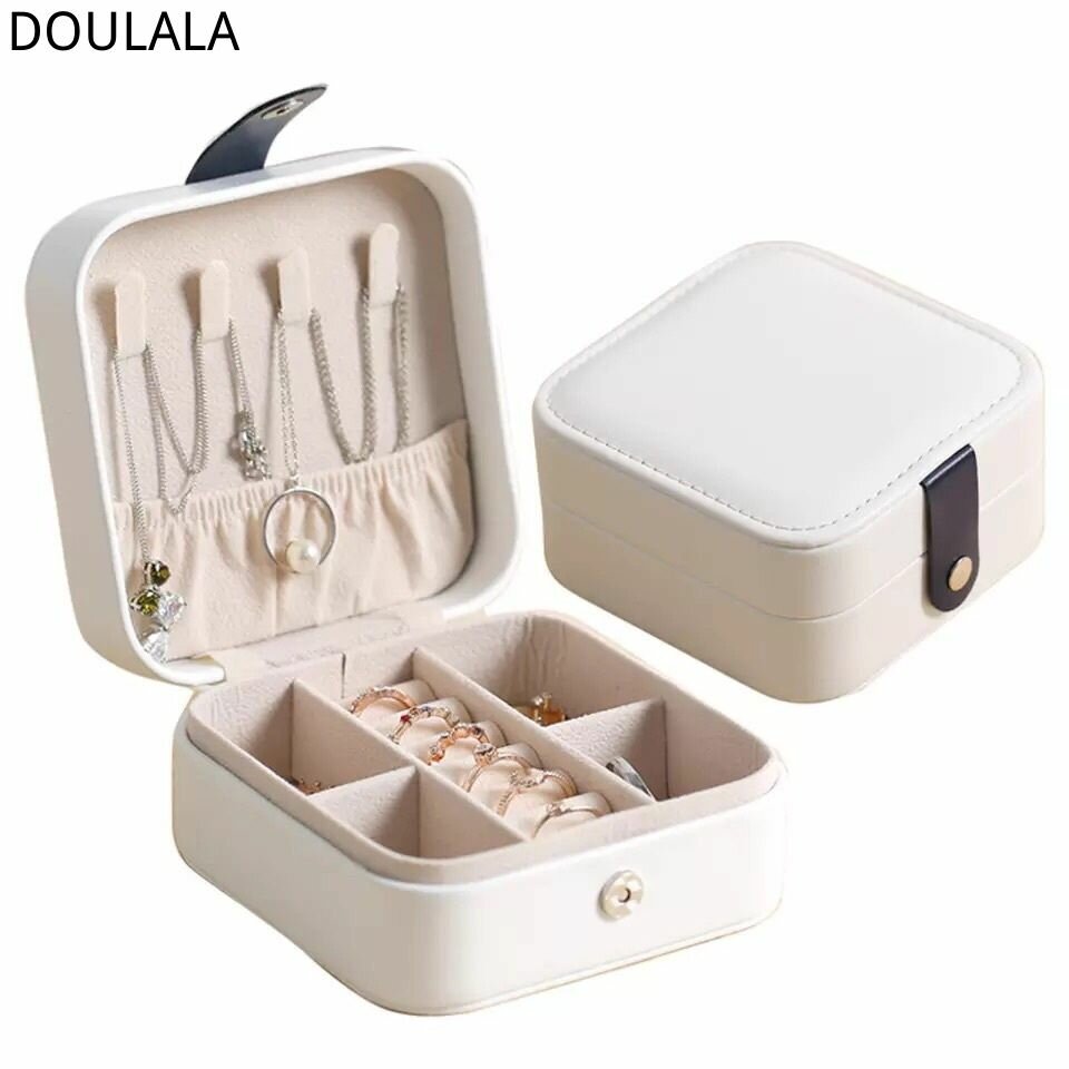 DOULALA Шкатулка Для Ювелирных Изделий, Витрина Для Сережек, Дорожная Шкатулка Для Ювелирных Изделий, 11x11x5,5 см, белый