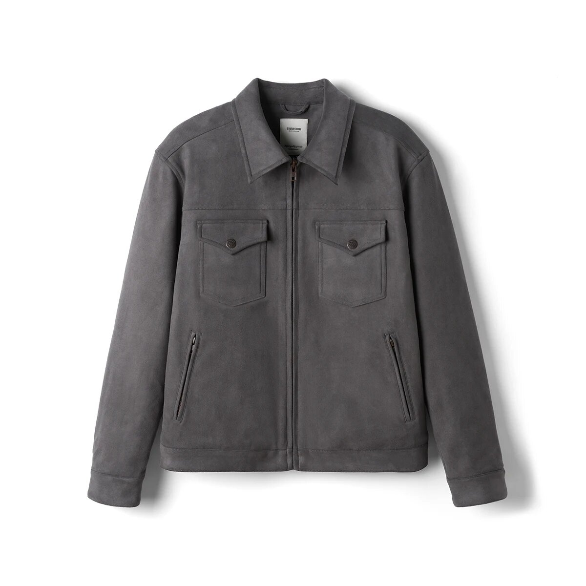 Серый замшевая куртка SIMWOOD, Charcoal Grey