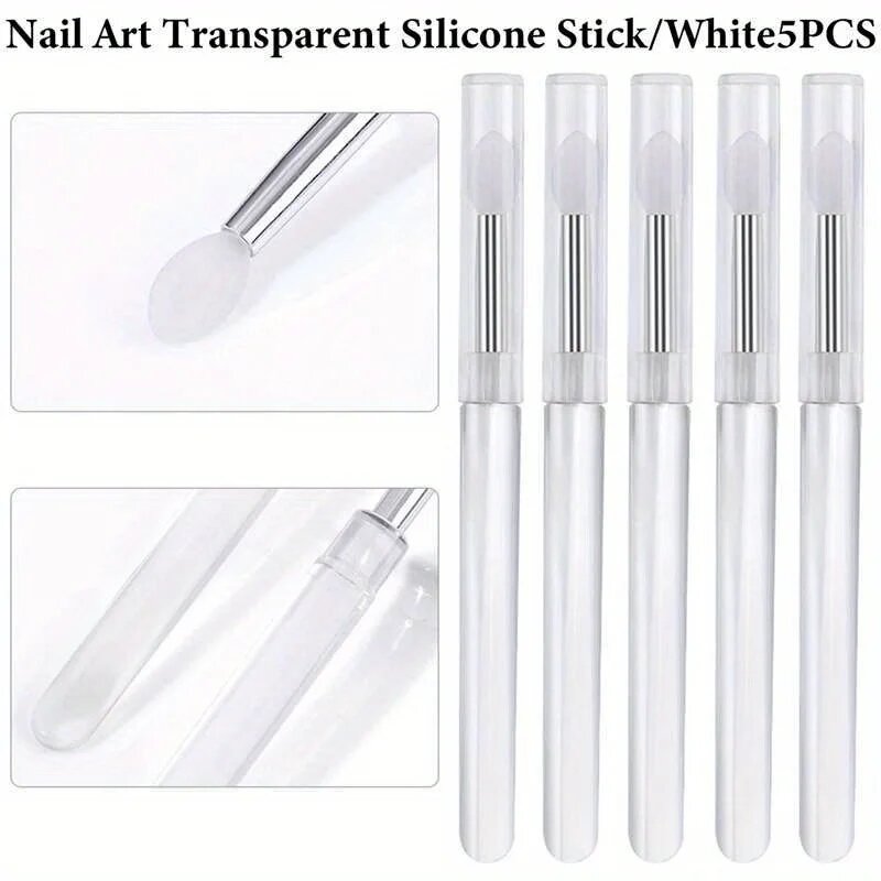 Силиконовые палочки для ногтей, White 5Pcs