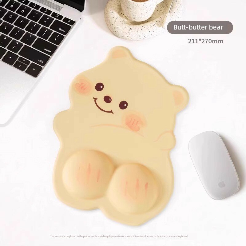 Butter Bear Подставка для запястья, эргономичный коврик для мыши, мягкая подушка, 10x8 дюймов