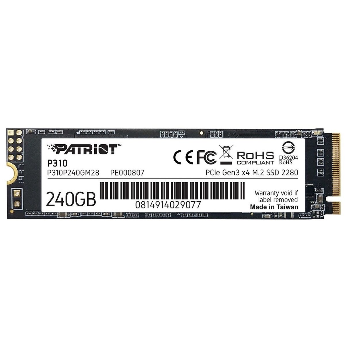 Накопитель SSD Patriot P310, 240 ГБ, M.2 2280 (P310P240GM28)