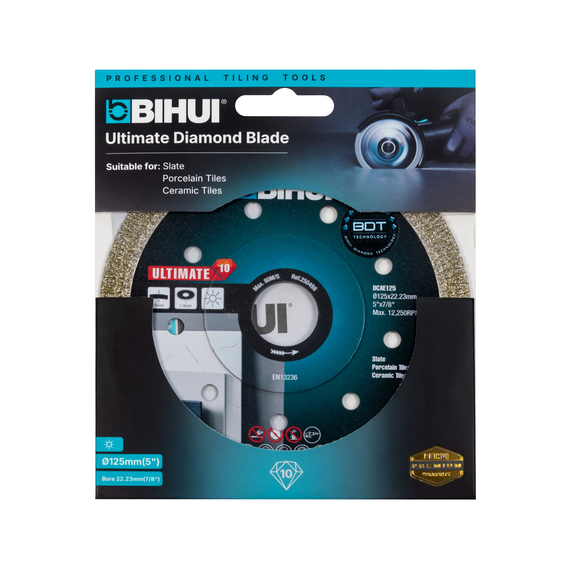 Алмазный диск BIHUI Ultimate (вакуумная пайка), 125х1,4мм, арт. DCAE125