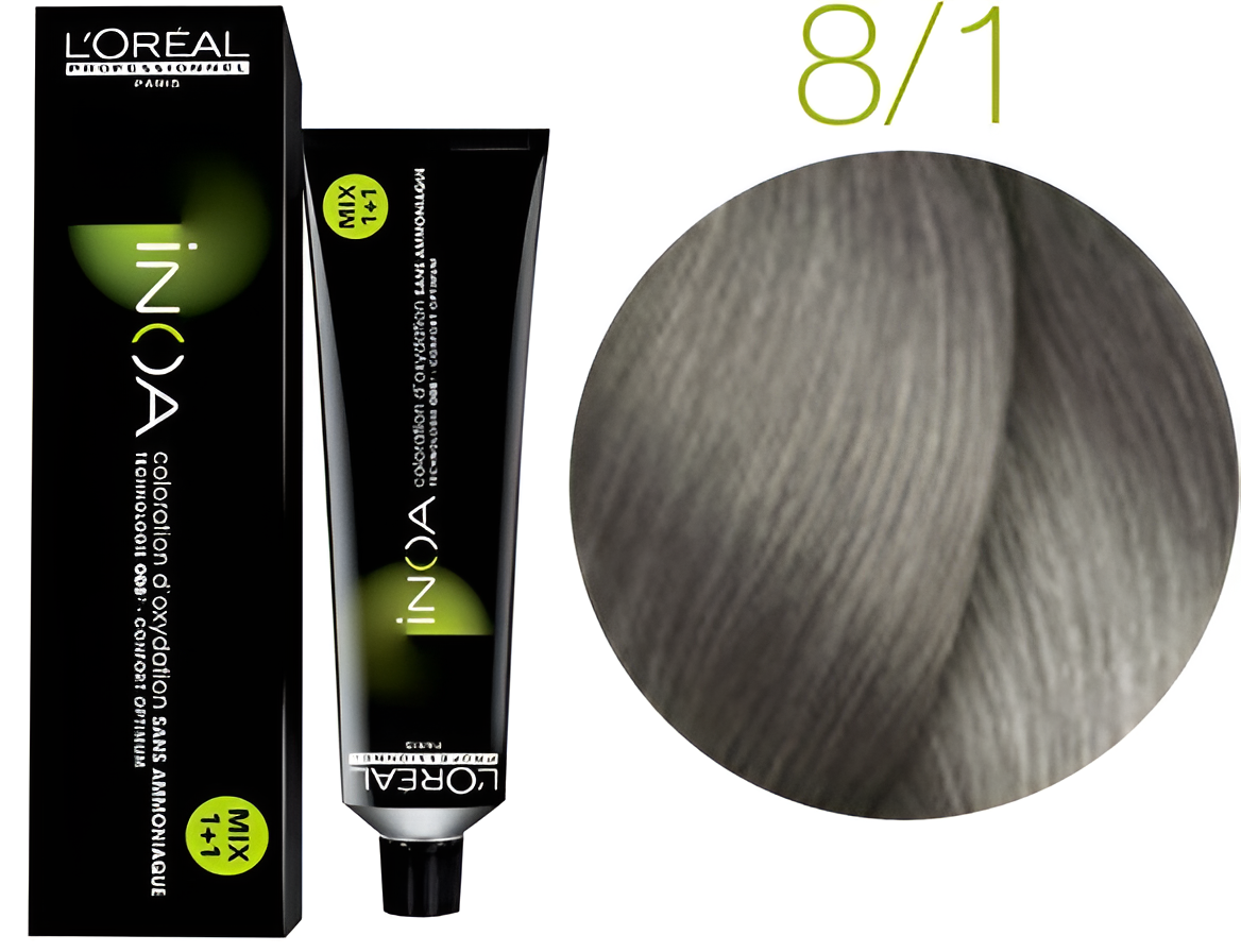 L′Oreal Professionnel Inoa ODS2 8.1 (Краска для волос без аммиака - Светлый блондин пепельный), 60 мл