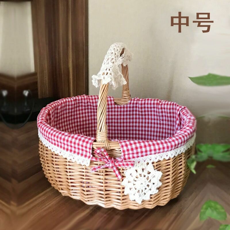 Плетеная корзина для фруктов, корзина для пикника, маленькая корзина, популярная бамбуковая корзина, плетеная сумка, дорожная корзина для пикника из ротанга.