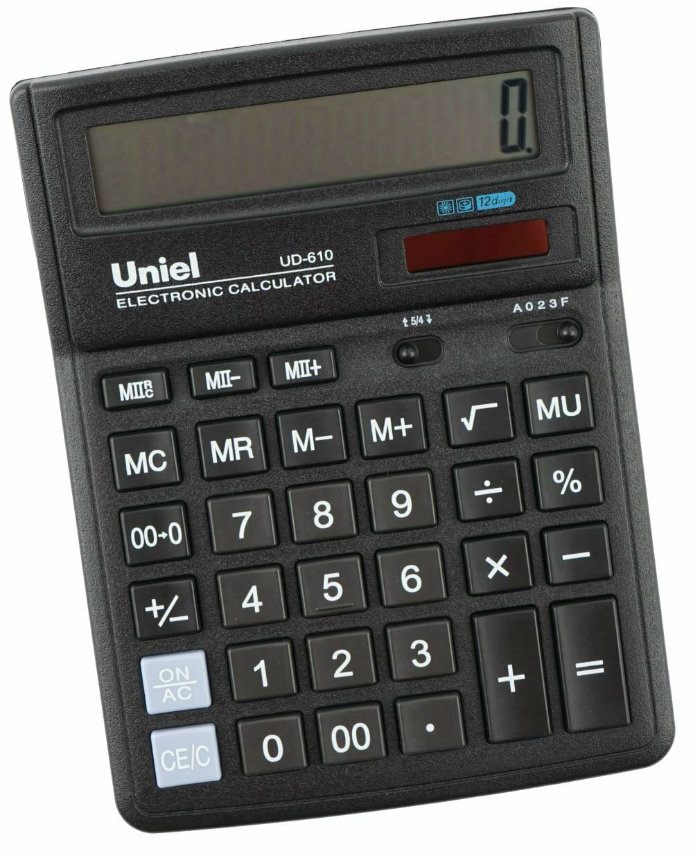 Калькулятор настольный 12 разряд. 2-е пит. черный UNIEL UD-610 шт