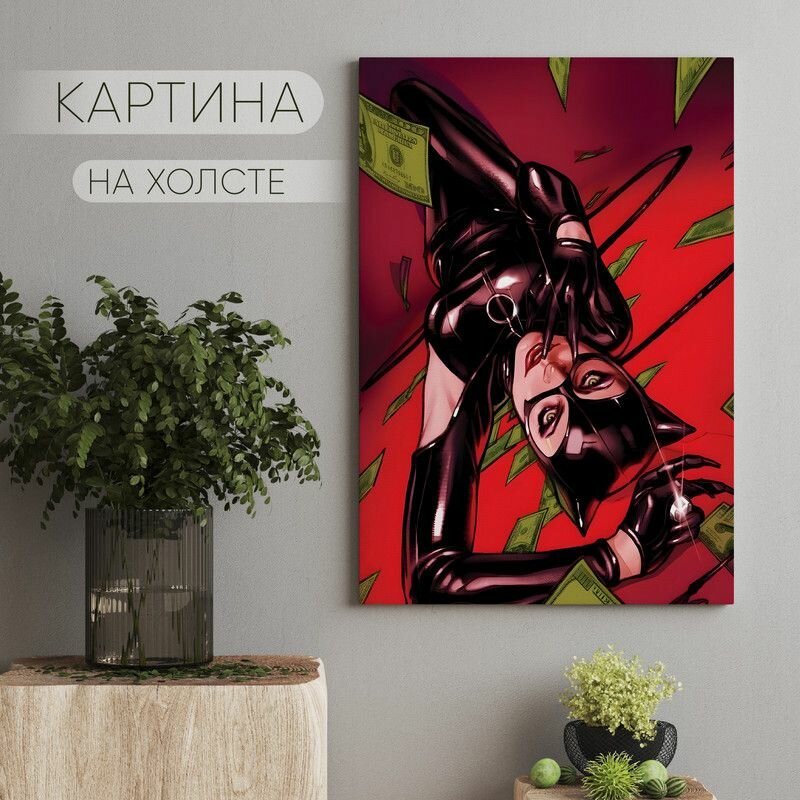 Картина на холсте Женщина кошка (2) 40х60 см